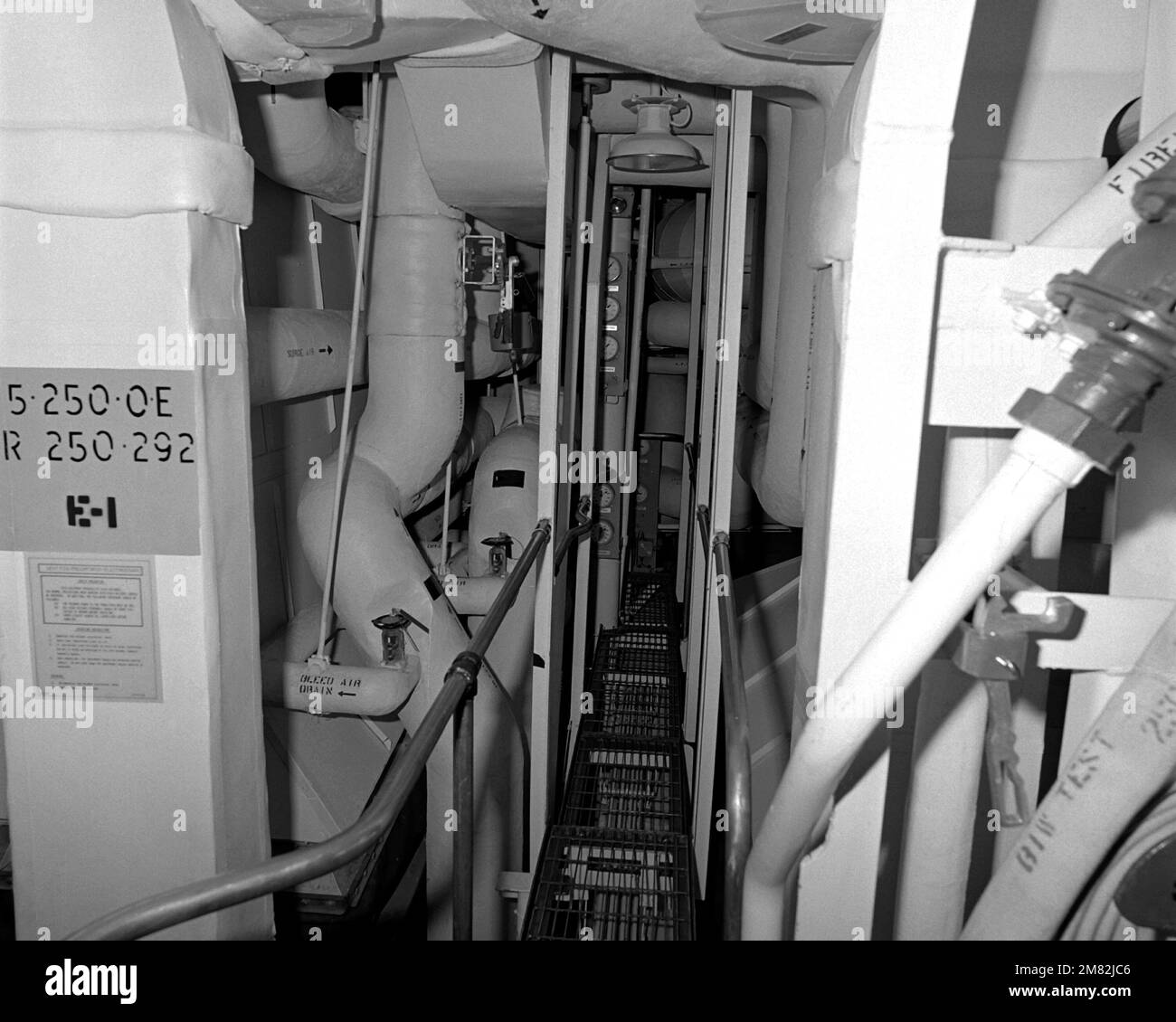 The upper level engine room aboard the guided missile frigate ROBERT G ...