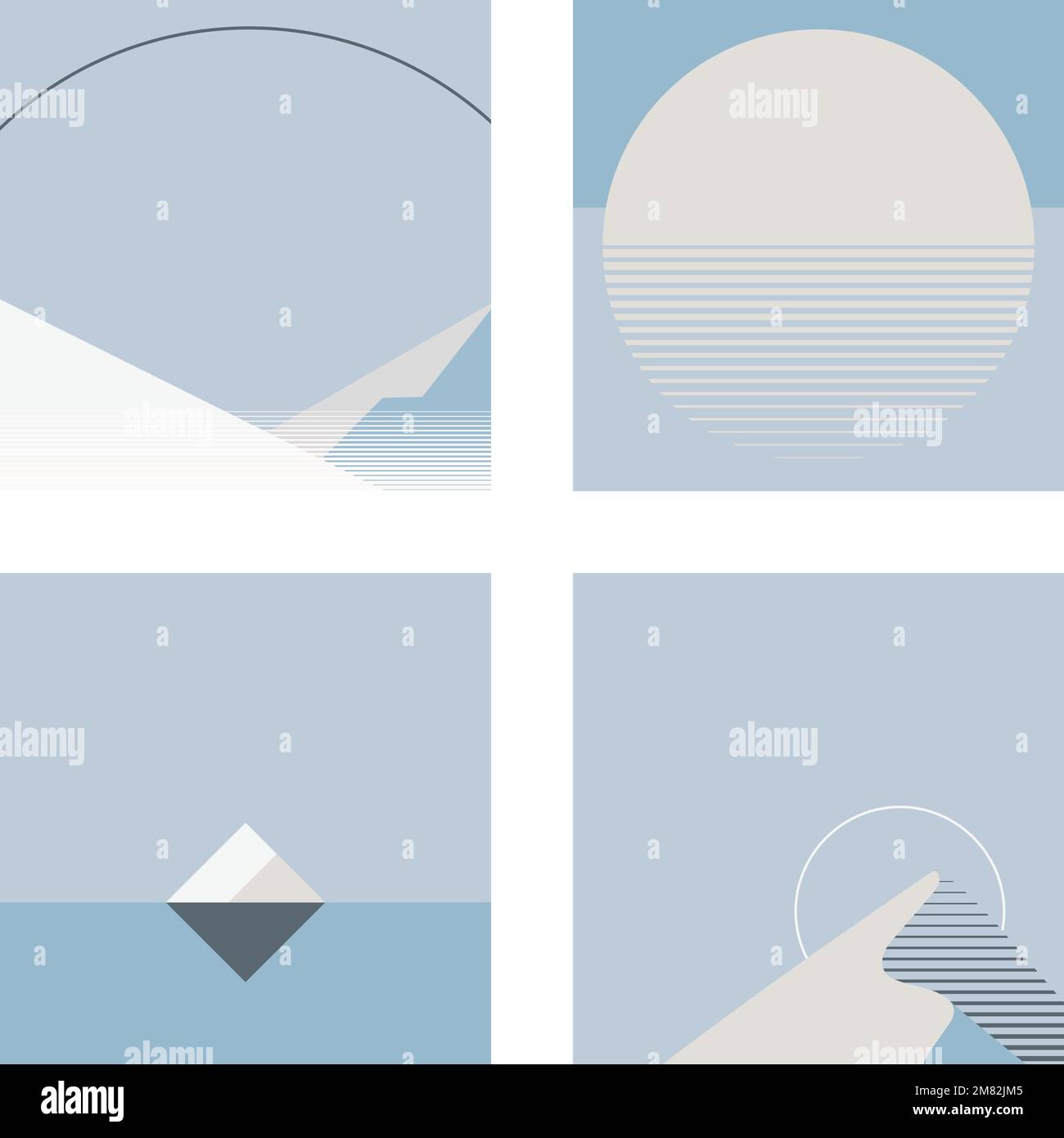 Moonlight during winter background vector geometric style set Stock ...