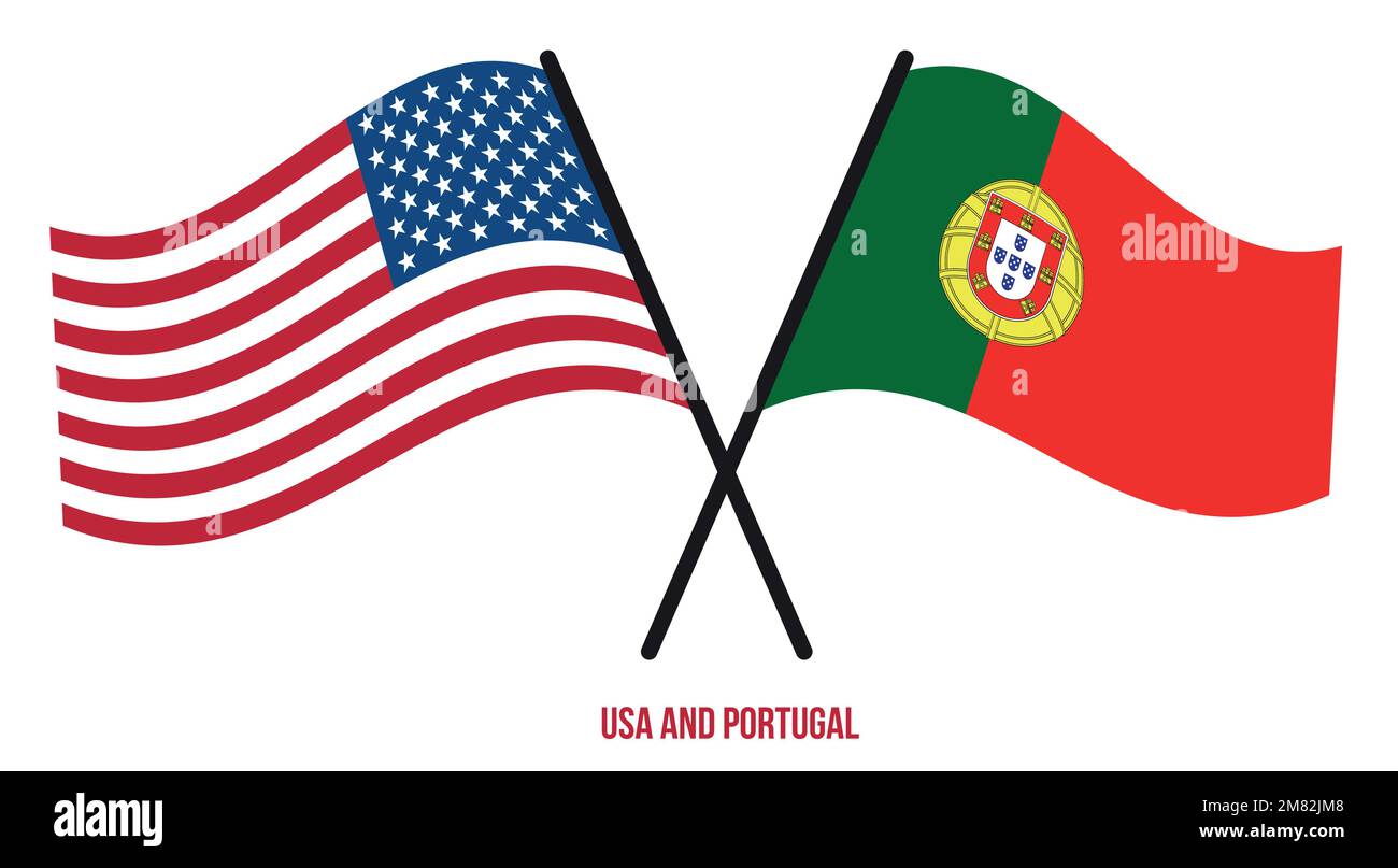 USA and Portugal Flags Crossed And Waving Flat Style. Official Proportion. Correct Colors Stock ...