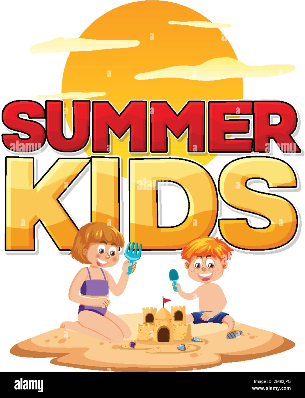 Summer kids text for banner or poster design illustration Stock Vector ...