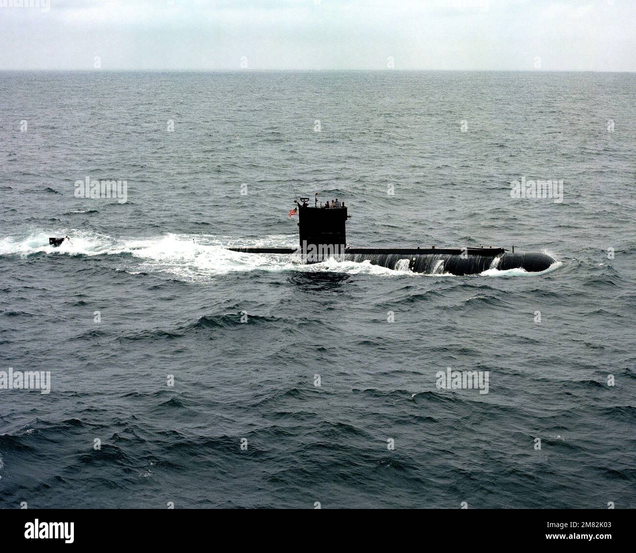 A starboard beam view of the research submarine USS DOLPHIN (AGSS 555 ...