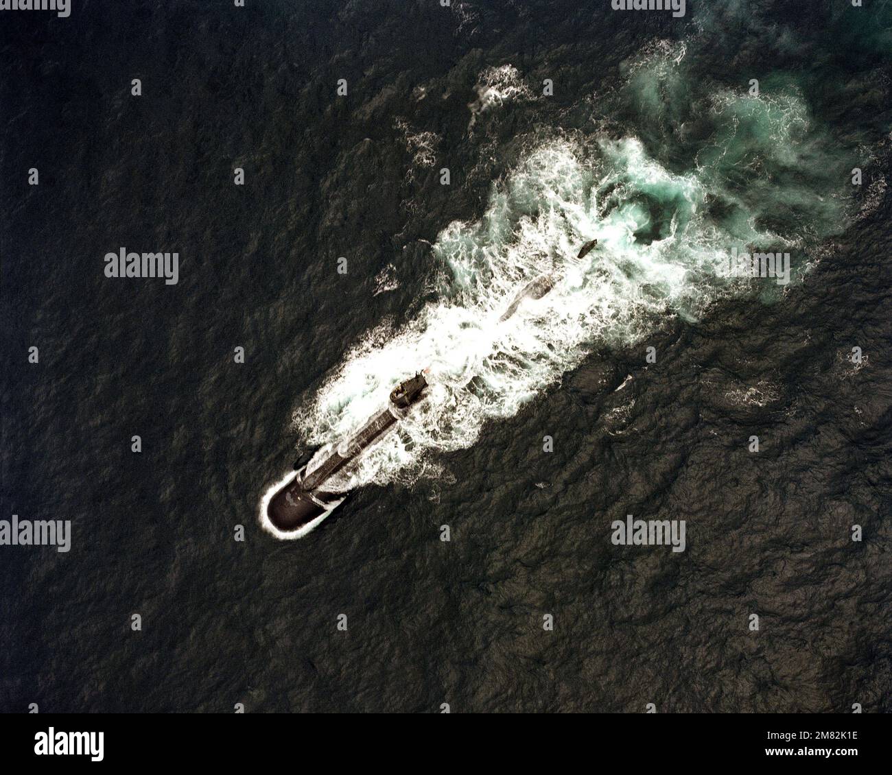 An overhead view of the research submarine USS DOLPHIN (AGSS 555 ...