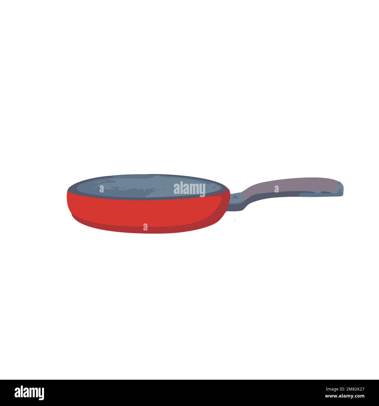 Hand drawn illustration of frying pan in simple modern style isolated ...