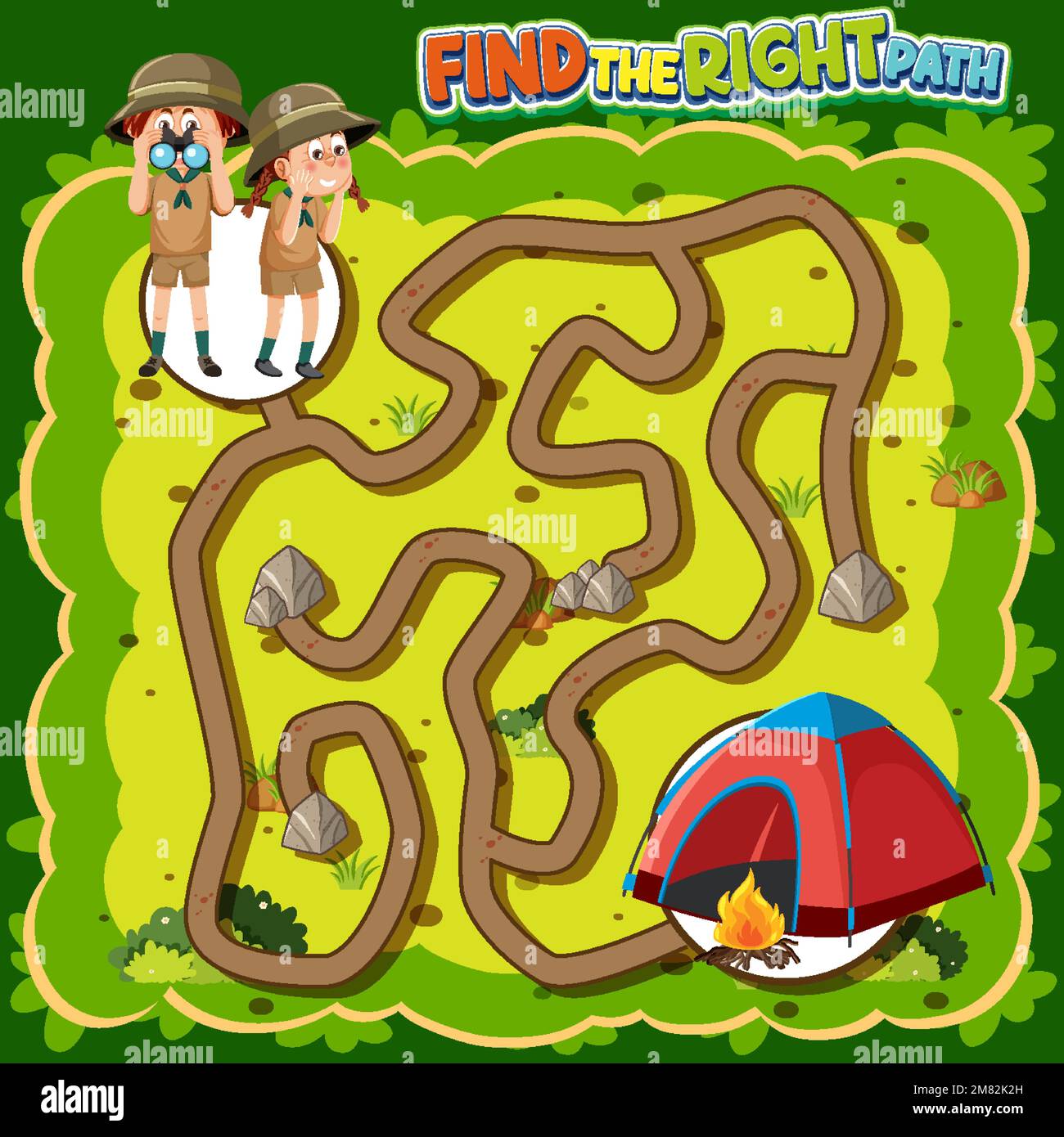 Maze game template in camping theme for kids illustration Stock Vector ...