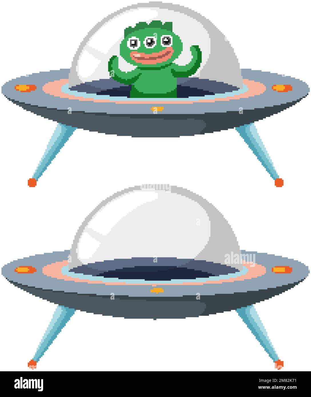 Alien in ufo with empty ufo illustration Stock Vector Image & Art - Alamy
