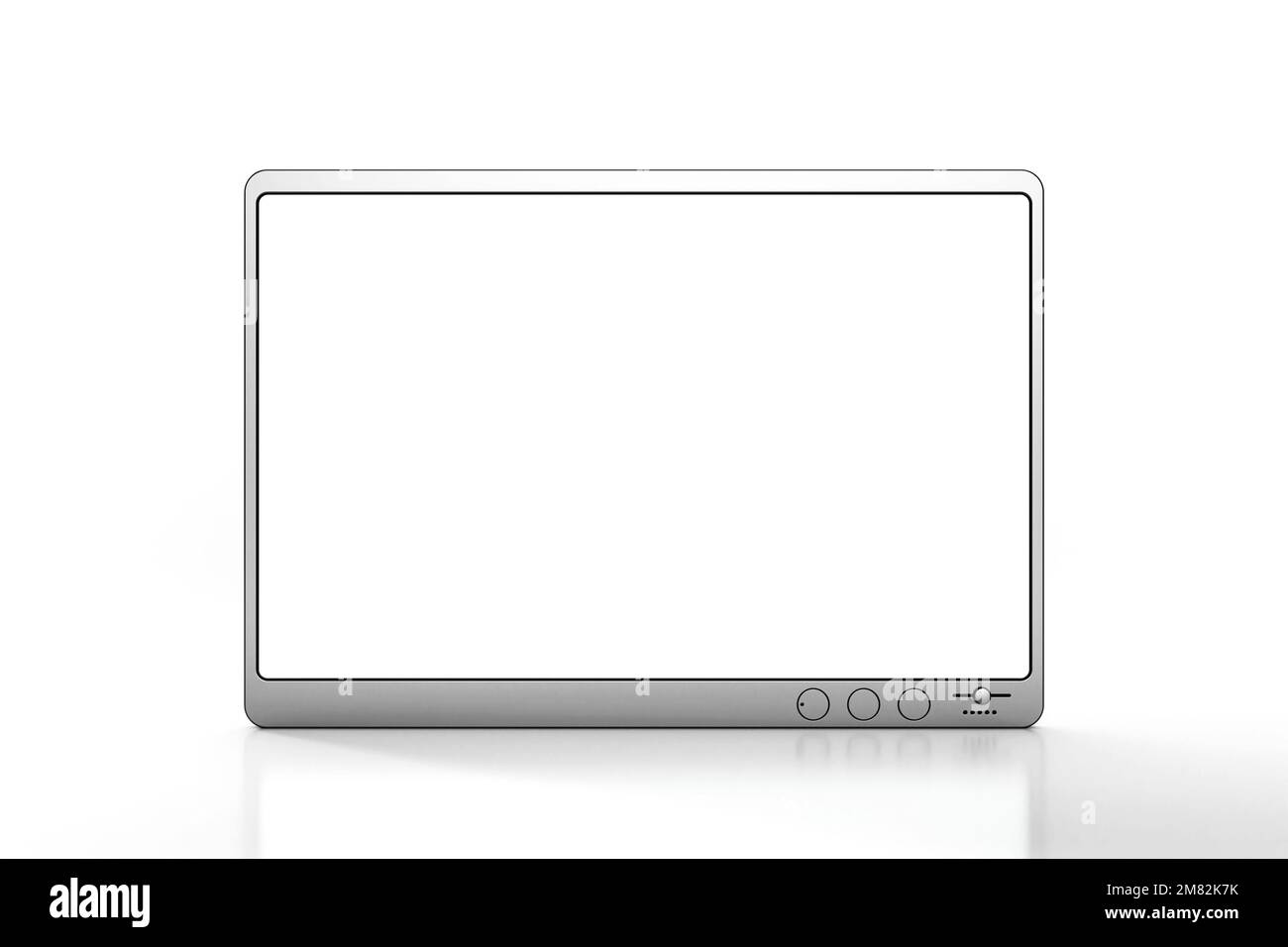 Modern silver computer monitor mockup isolated on white background with ...