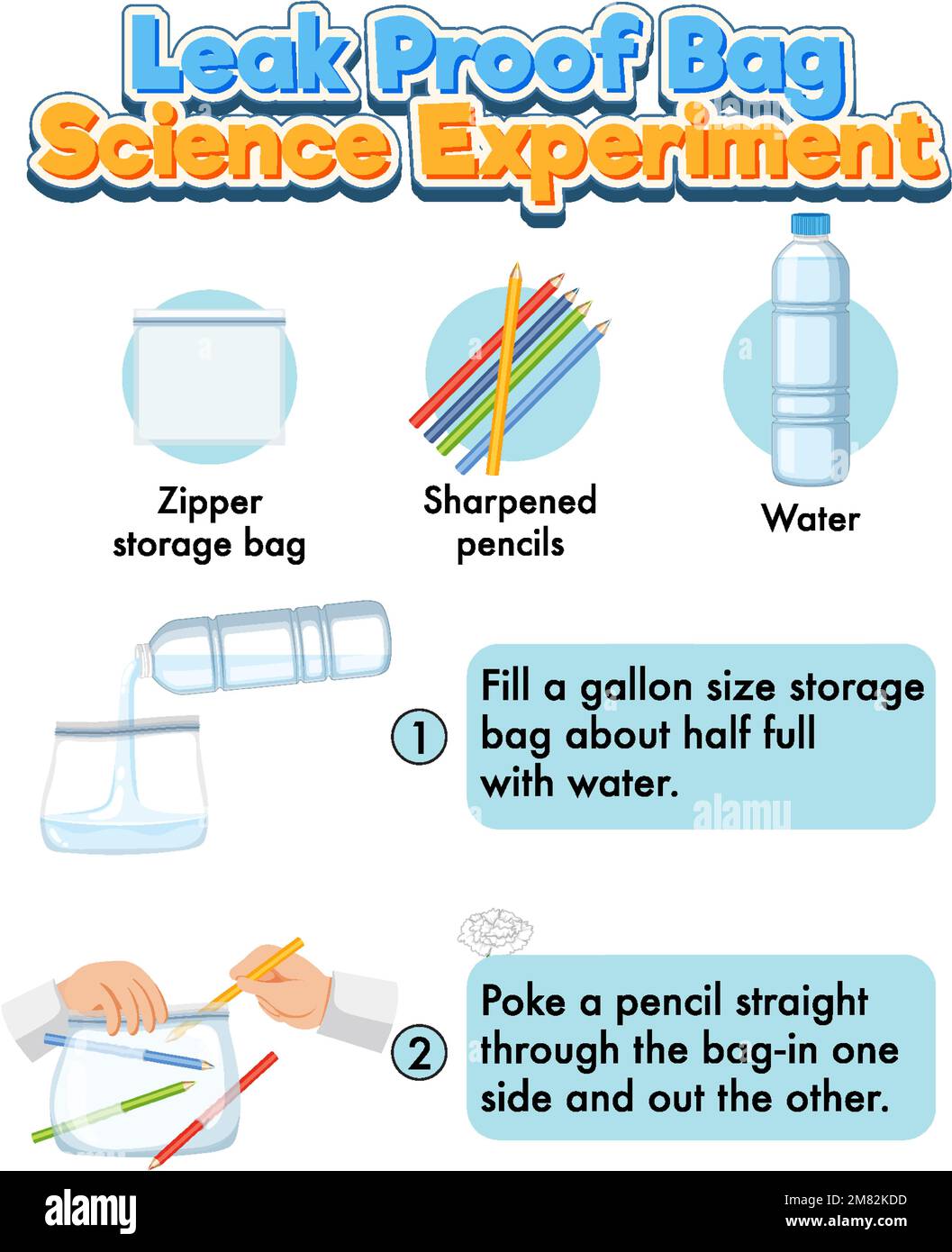 Leak proof bag science experiment illustration Stock Vector Image & Art ...