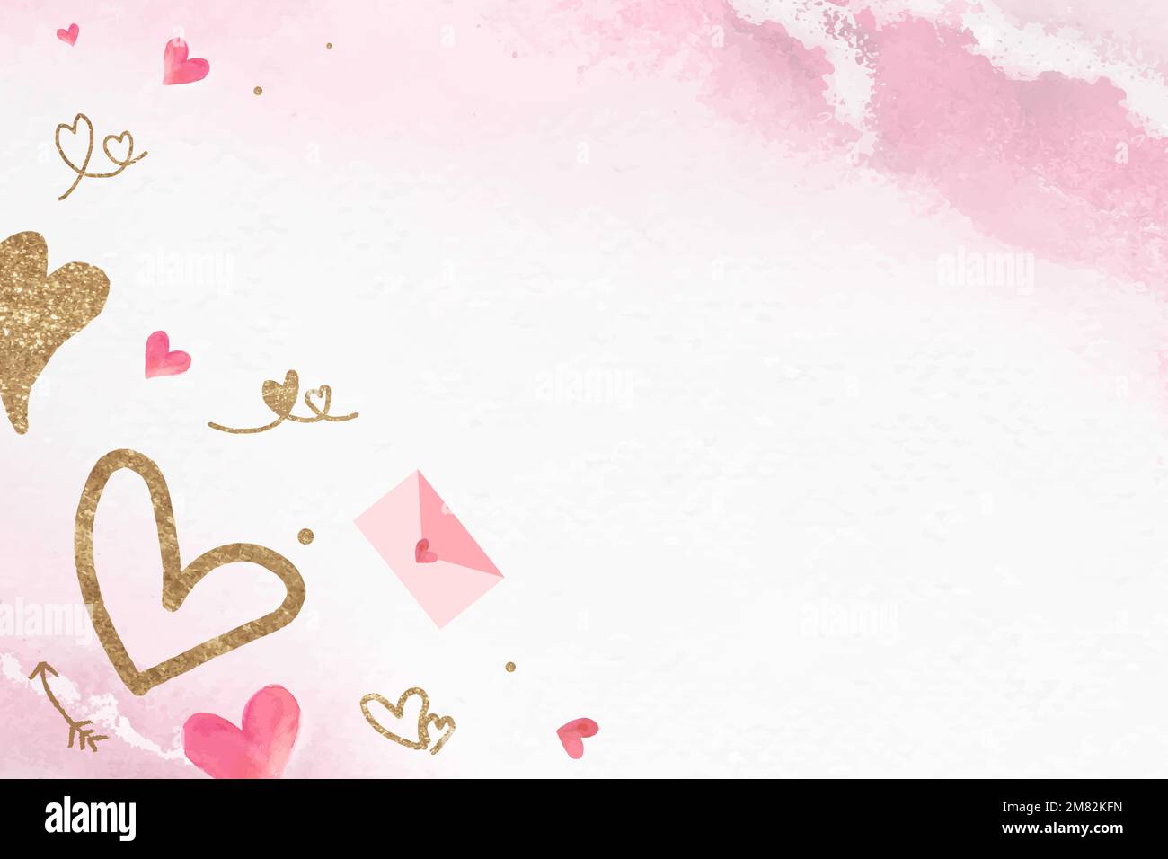 Valentine’s love letter frame vector background with glittery heart ...