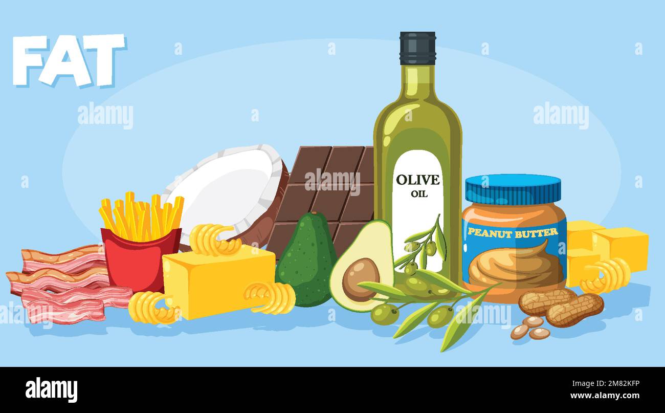 Variety of fat foods illustration Stock Vector Image & Art - Alamy