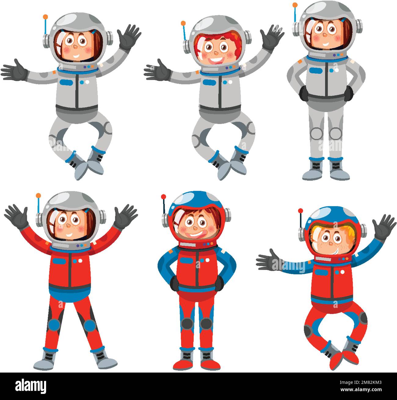 Set of astronaut cartoon characters illustration Stock Vector Image ...