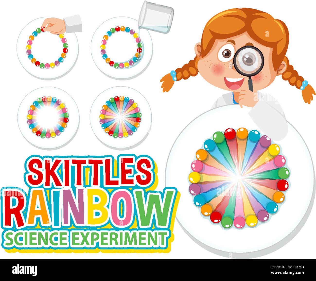 Rainbow skittles science experiment illustration Stock Vector Image ...