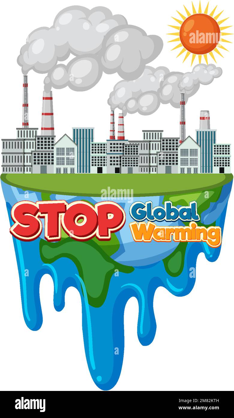 Stop global warming text banner design illustration Stock Vector Image ...