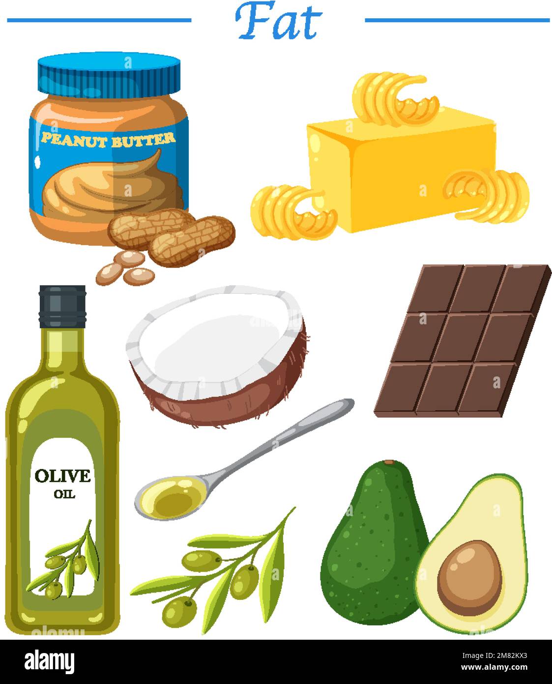 Variety of fat foods illustration Stock Vector Image & Art - Alamy