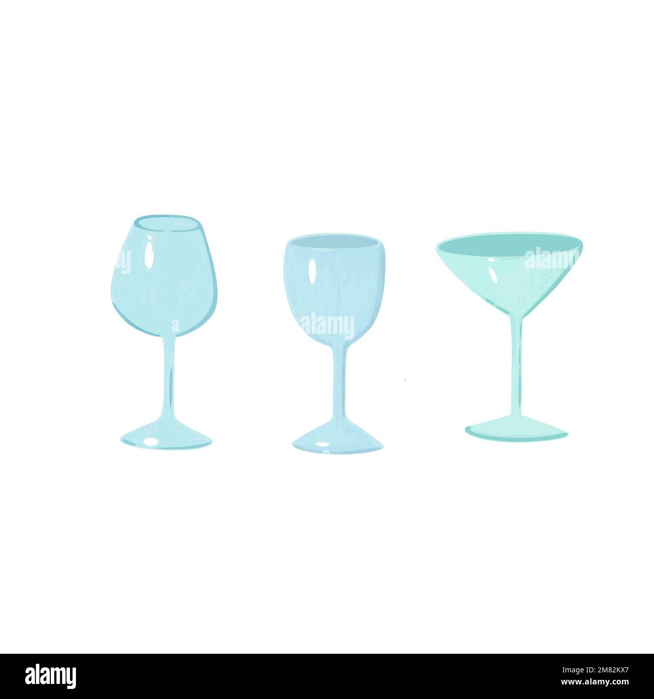 Hand drawn illustration of glassware in simple graphic modern style ...