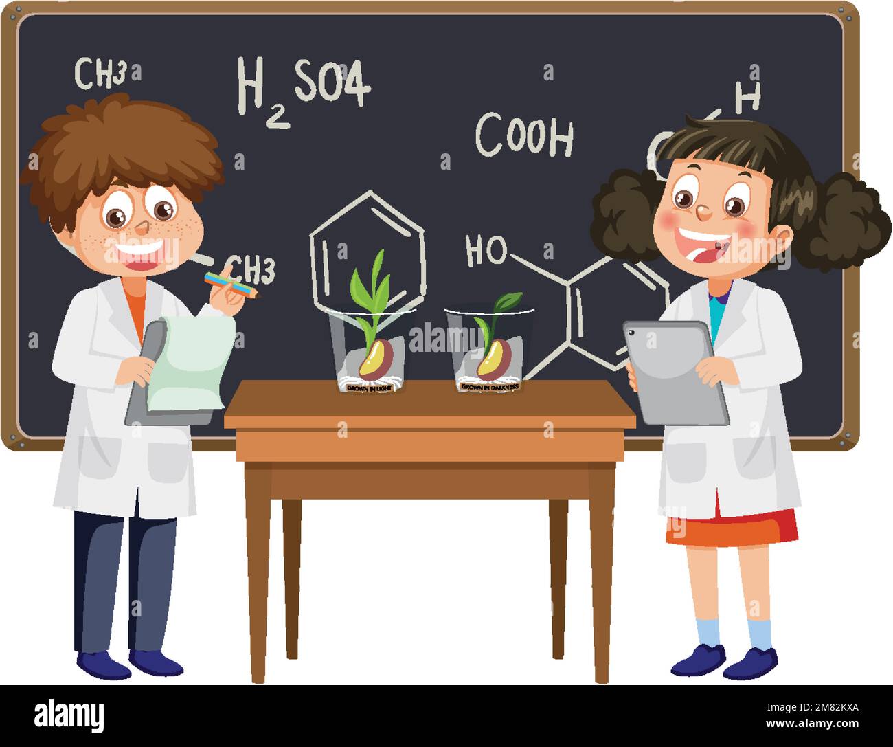 Scientist kids doing science experiment illustration Stock Vector Image ...