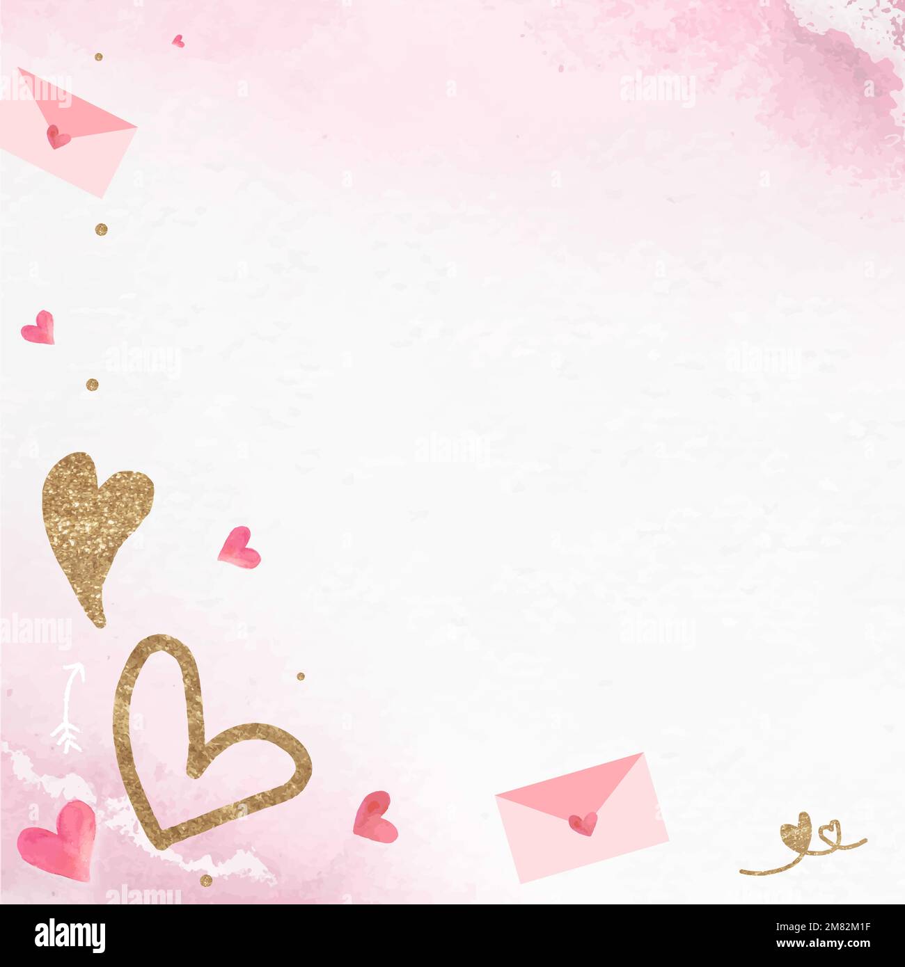 Valentine’s love letter background vector with glittery heart Stock ...