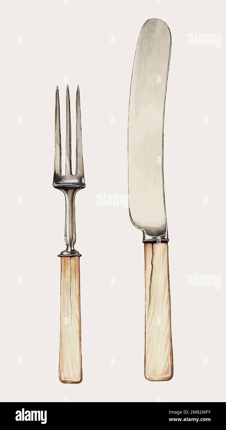 Vintage cutlery drawing Stock Vector Images - Alamy