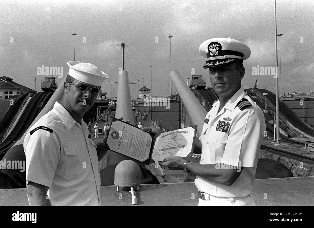 Captain Gerald E. Gneckow, commanding officer of the battleship USS ...