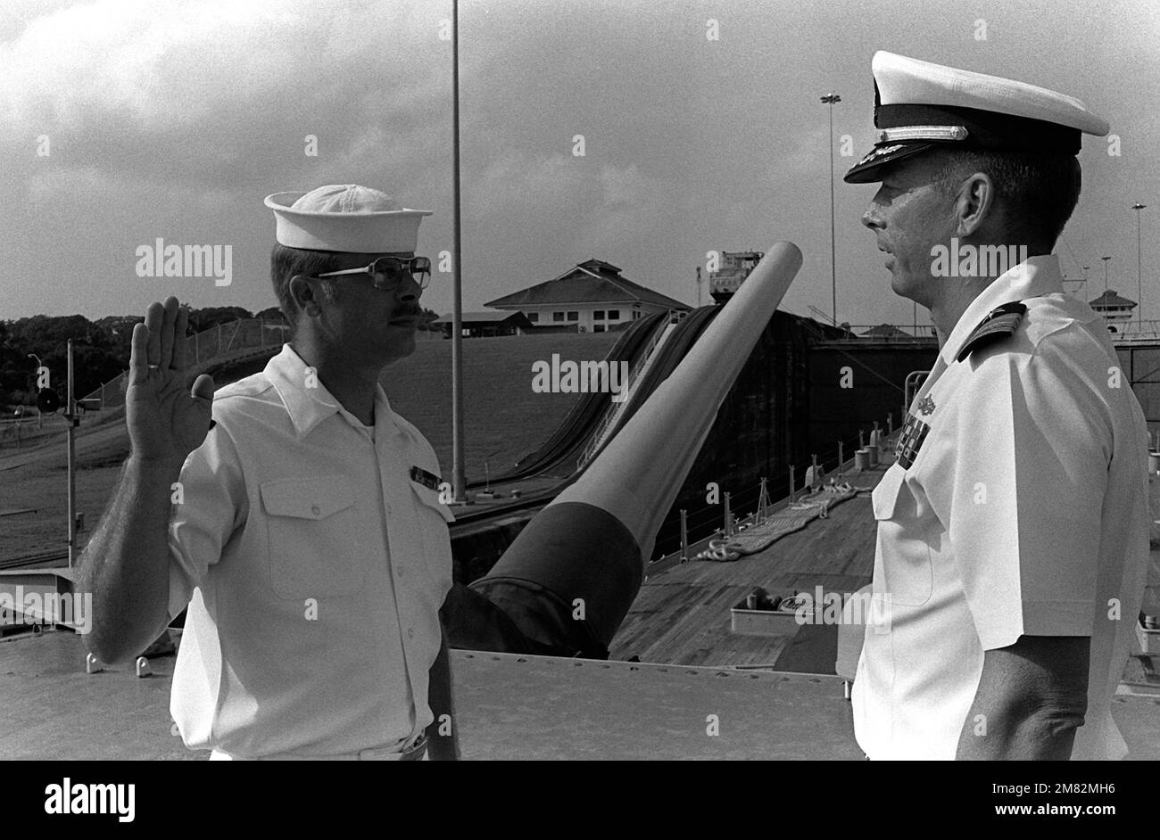 Captain Gerald E. Gneckow, commanding officer of the battleship USS ...