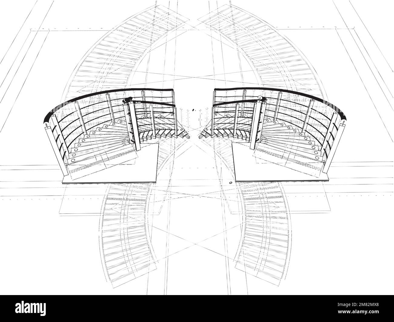 Abstract Spiral Staircases Constructions Of Line Vector Stock Vector ...