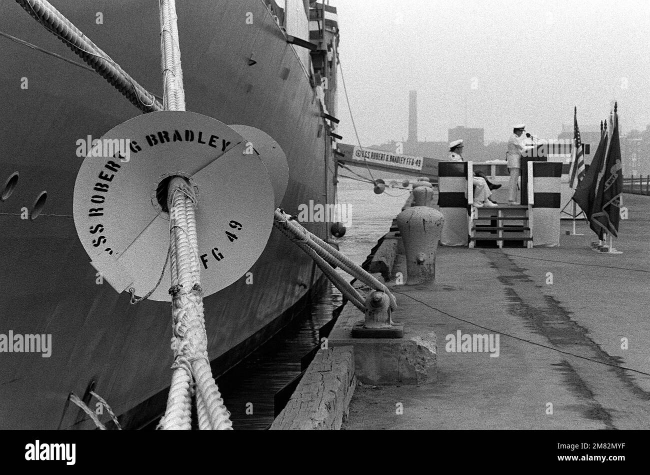 A side view of an officer at the podium as he speaks during the ...