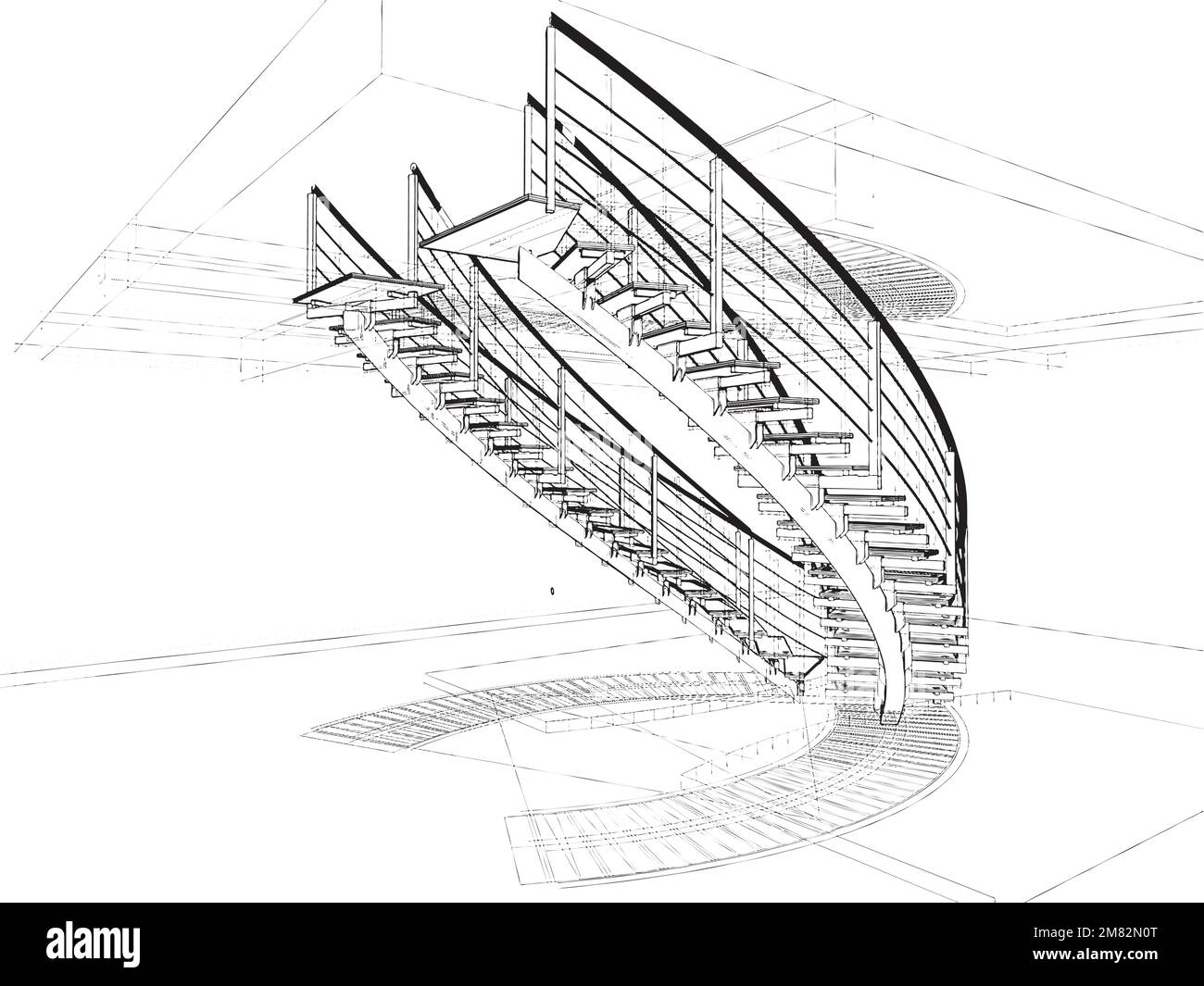 Abstract Spiral Staircases Constructions Of Line Vector Stock Vector ...