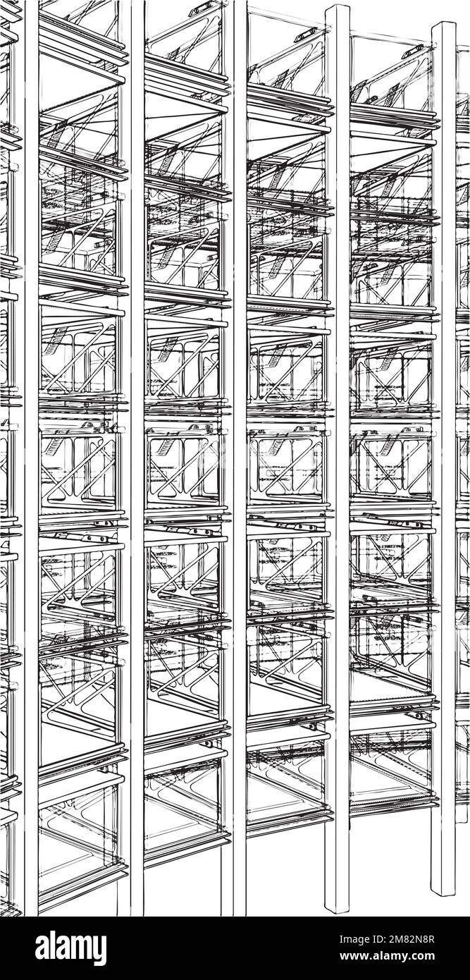 Commercial buildings wireframe hi-res stock photography and images - Alamy