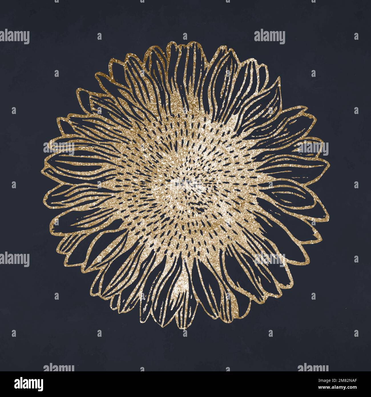 Vintage glittery gold sunflower art print vector, remix from artworks ...