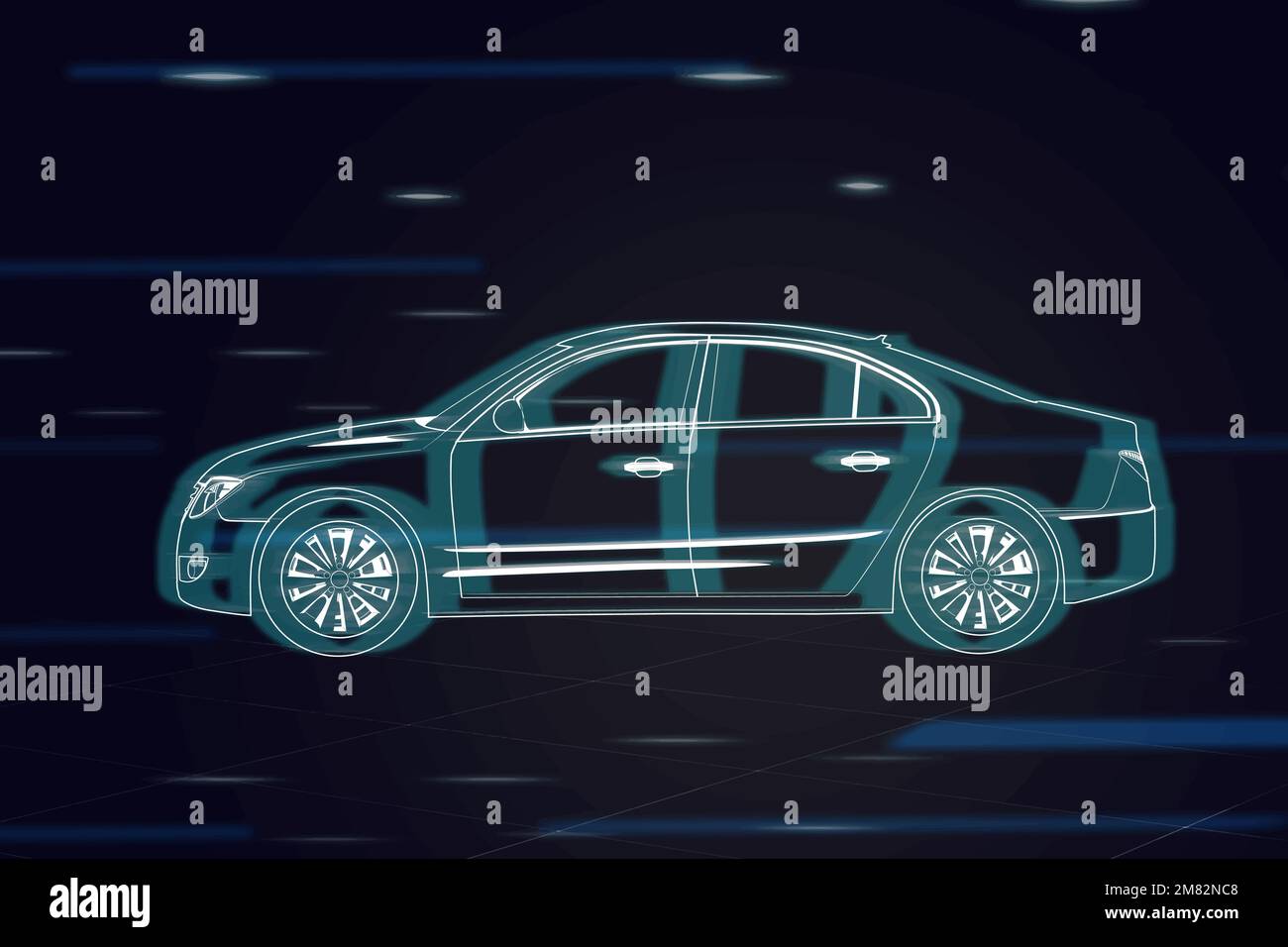 Neon blue sedan car vector Stock Vector Image & Art - Alamy