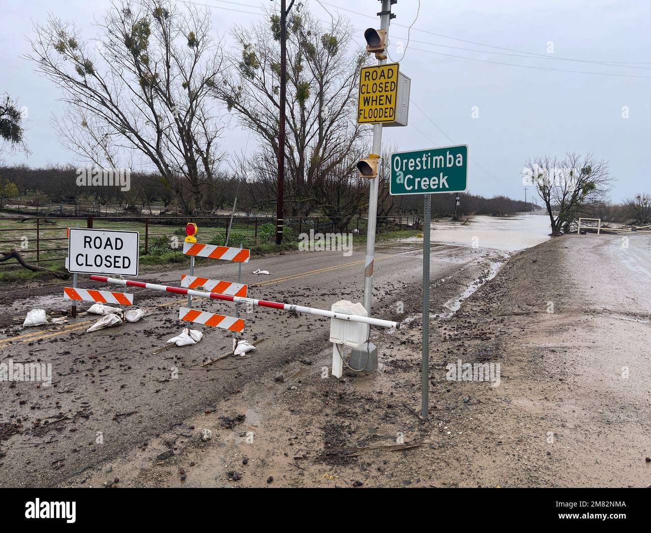 Modesto, California, USA. 11th Jan, 2023. Orestimba Creek near Newman ...