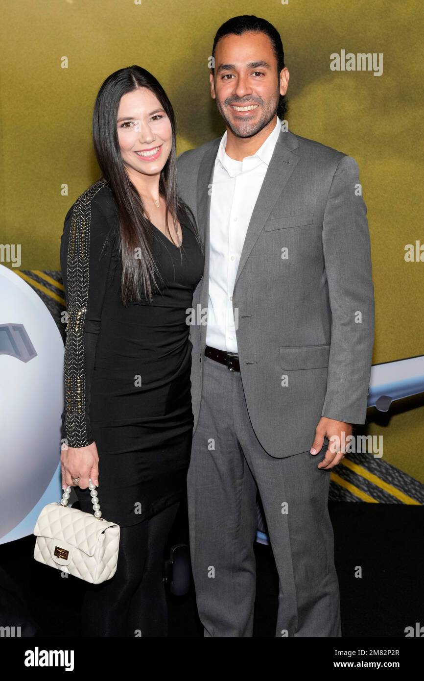 Rose Eshay and Ricky Robles Cruz attend a "Plane" screening at AMC ...