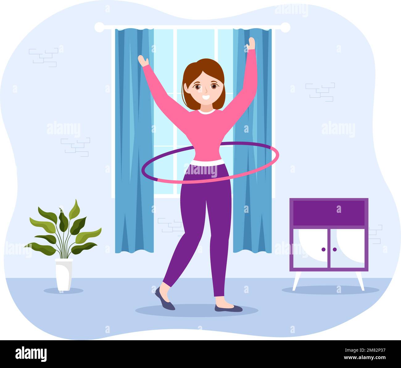 Hula Hoop Illustration with People Exercising Playing Hula Hoops and ...