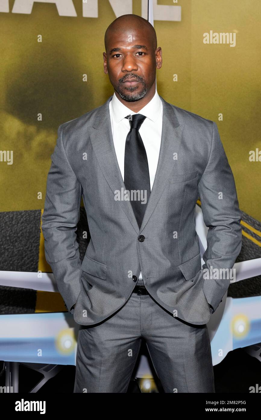 Remi Adeleke attends a "Plane" screening at AMC Lincoln Square on Tuesday, Jan. 10, 2023, in New ...