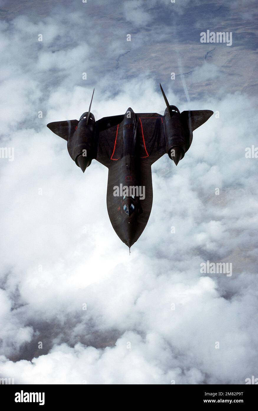 Air-to-air overhead view of an SR-71 Blackbird aircraft from the 9th ...