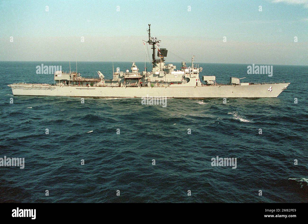 An aerial starboard beam view of the Brooks class guided missle frigate ...