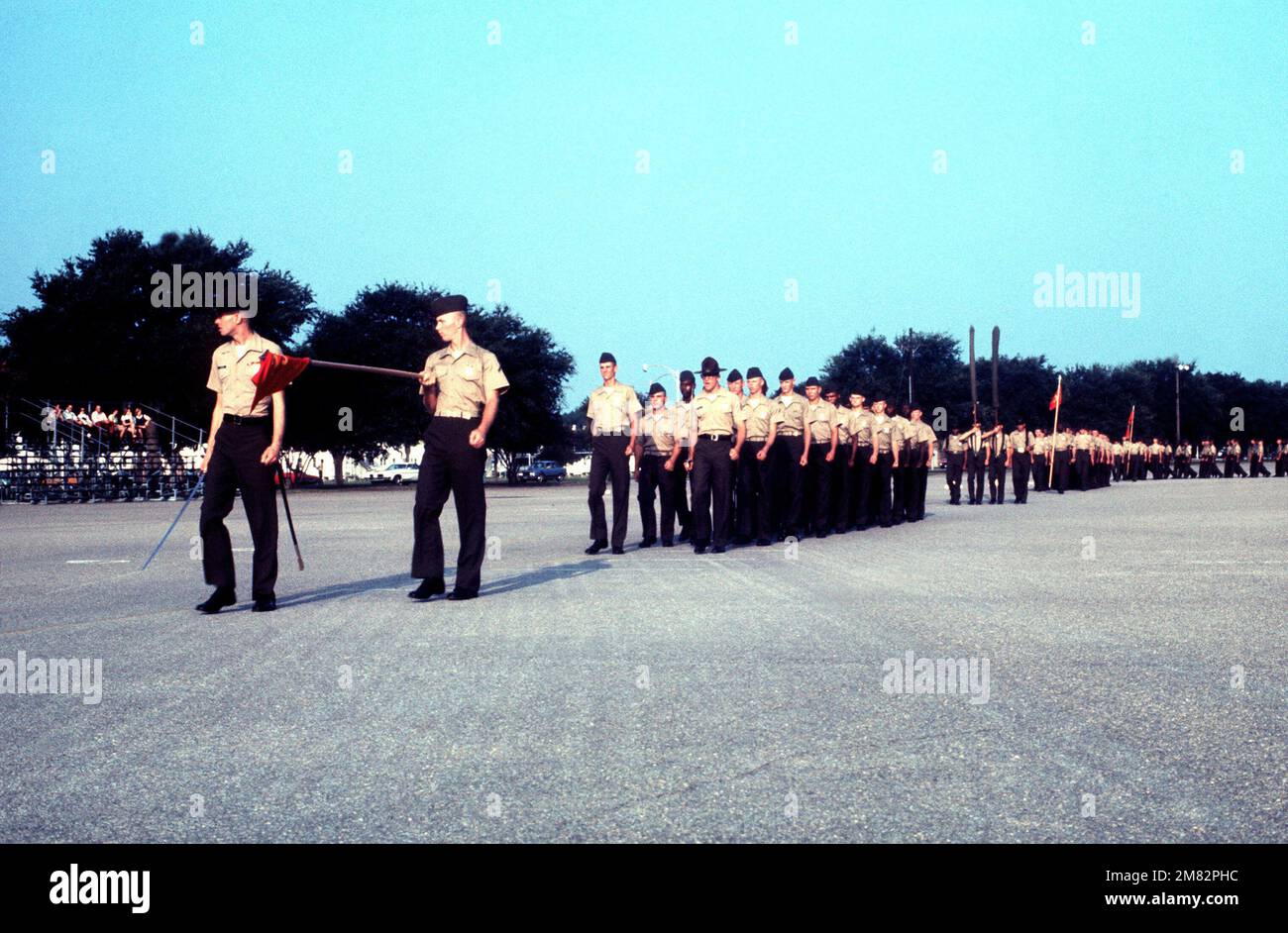 Marine recruits pass in review during their graduation from basic ...