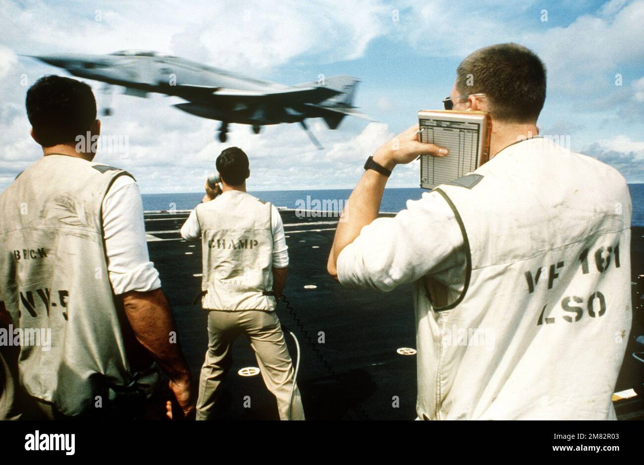A landing signal officer (LSO), from Fighter Squadron 161 (VF-161 ...