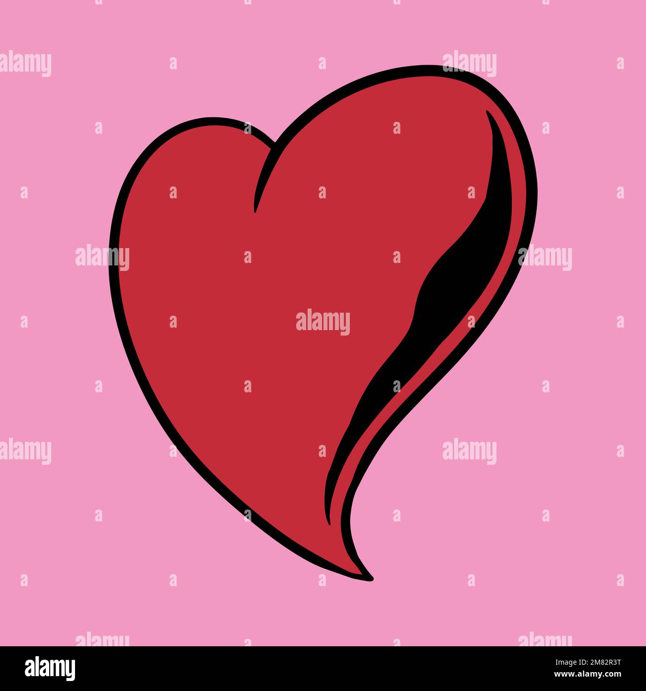 Red heart sticker on a pink background vector Stock Vector Image & Art ...