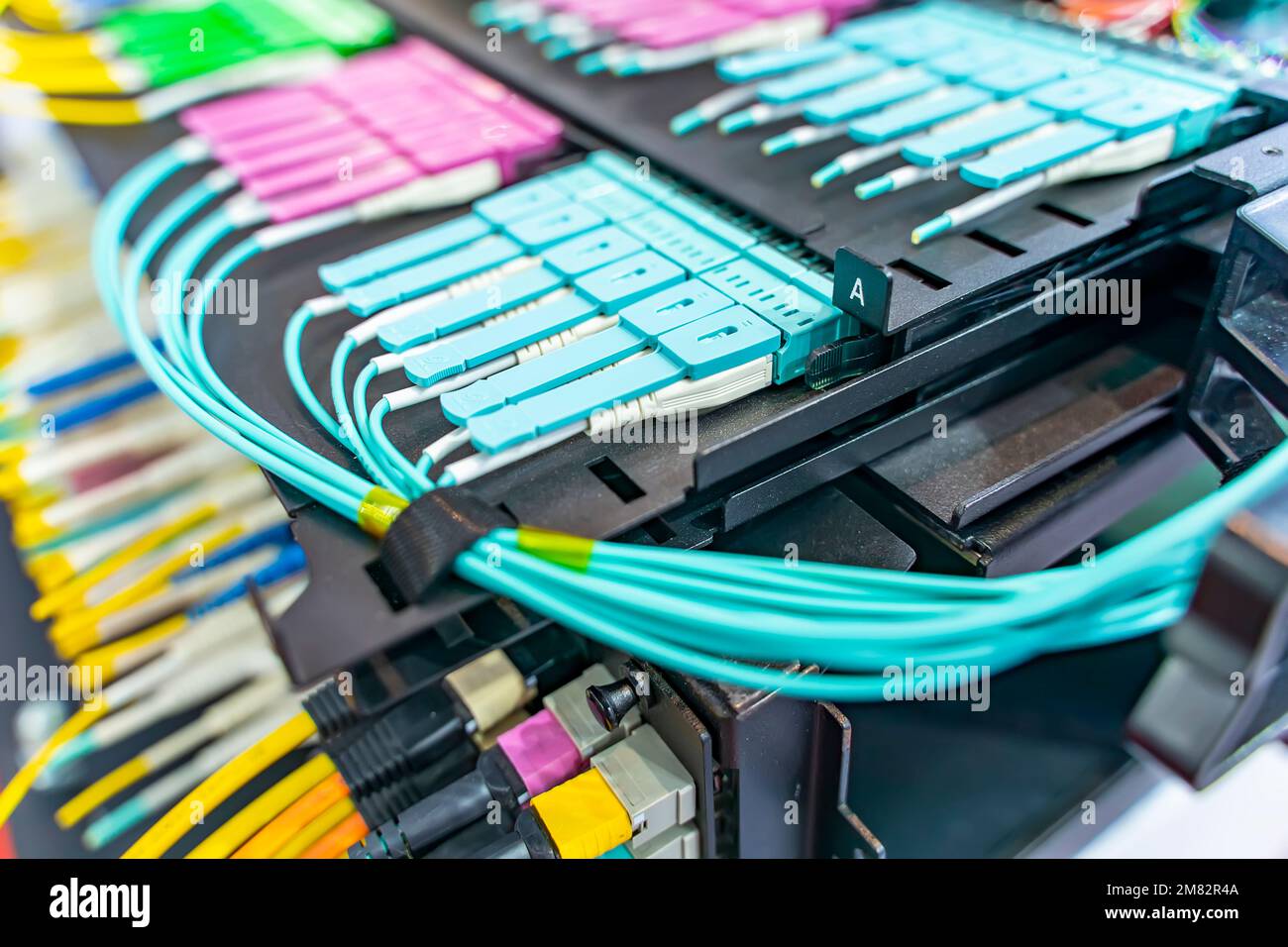 Fiber optic network cable connect to communication Distribution point ...