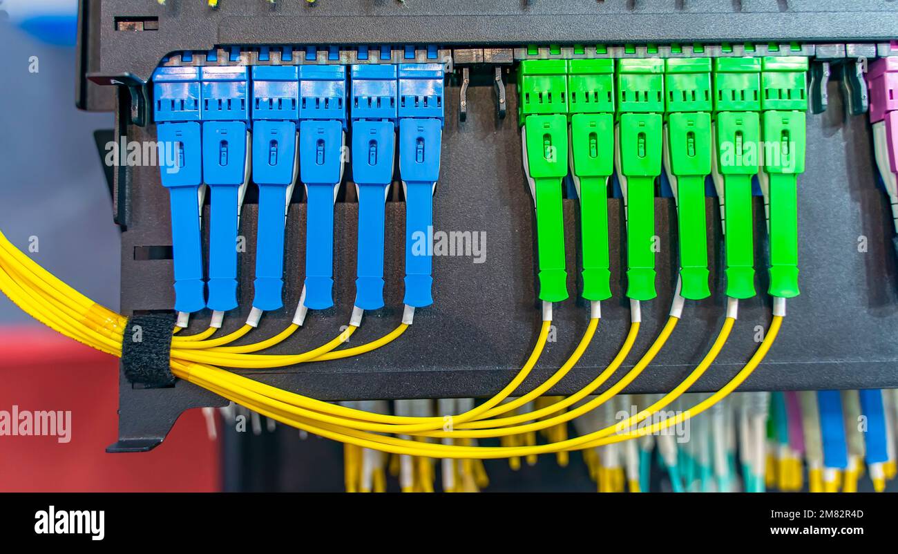 Fiber optic network cable connect to communication Distribution point ...