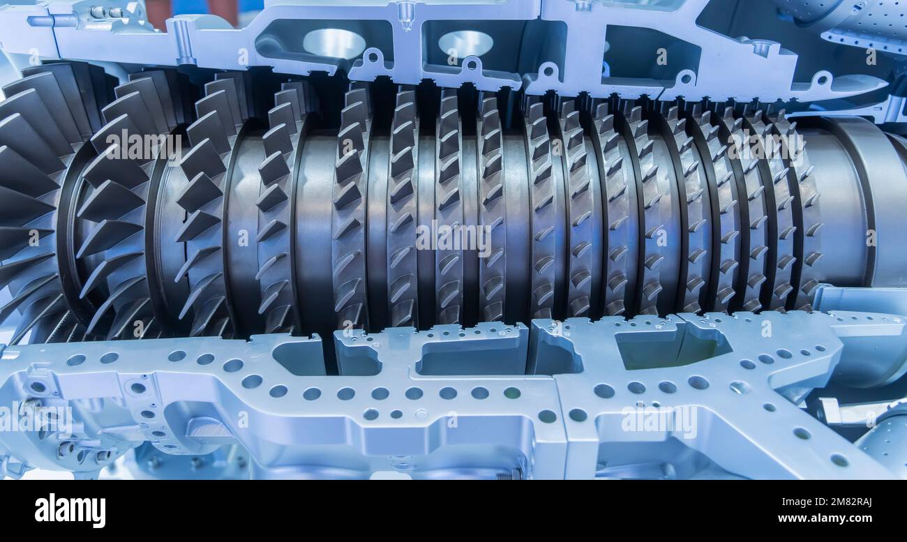 Model of turbine engine with longitudinal section for studying ...