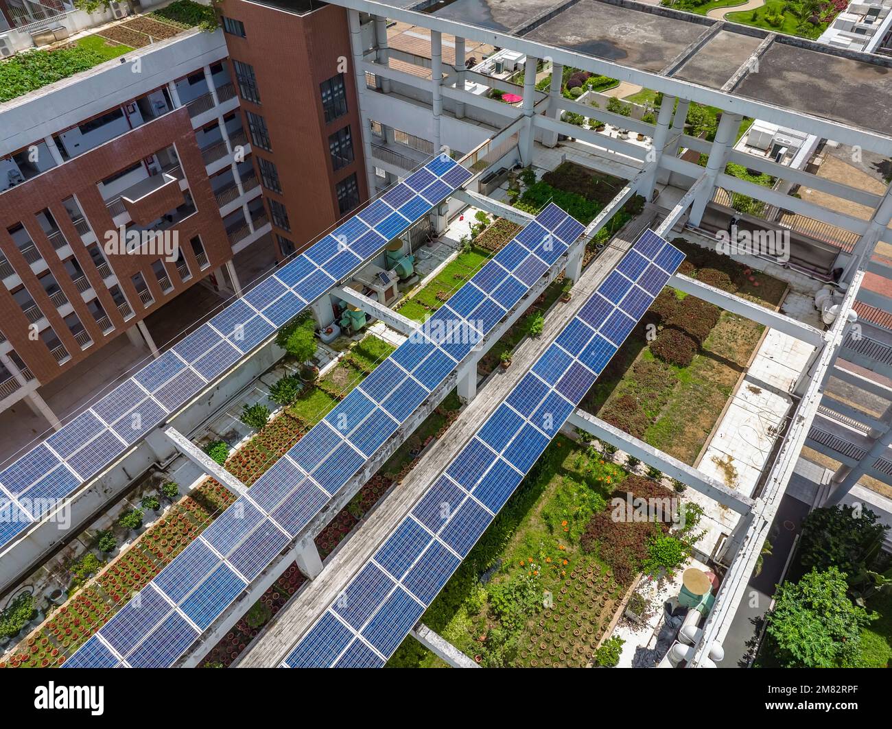 Solar panels on the school roof Stock Photo - Alamy