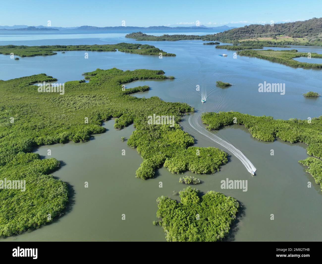 Golfo de Nicoya, Isla Venado, mangrove and other tropical islands in the Pacific of Costa Rica ...