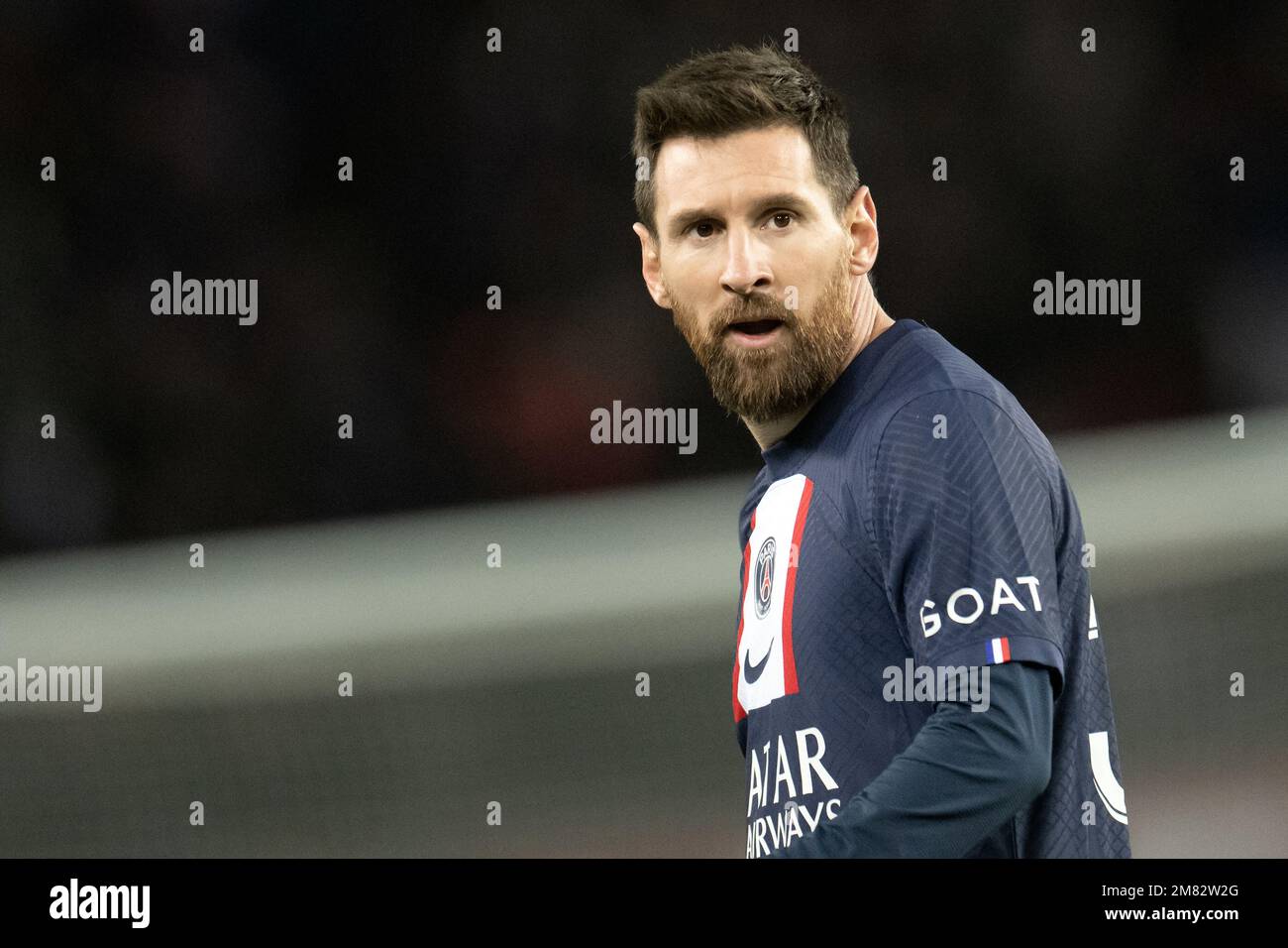 Leo Messi of Paris Saint-Germain in action during the Ligue 1 Uber Eats ...