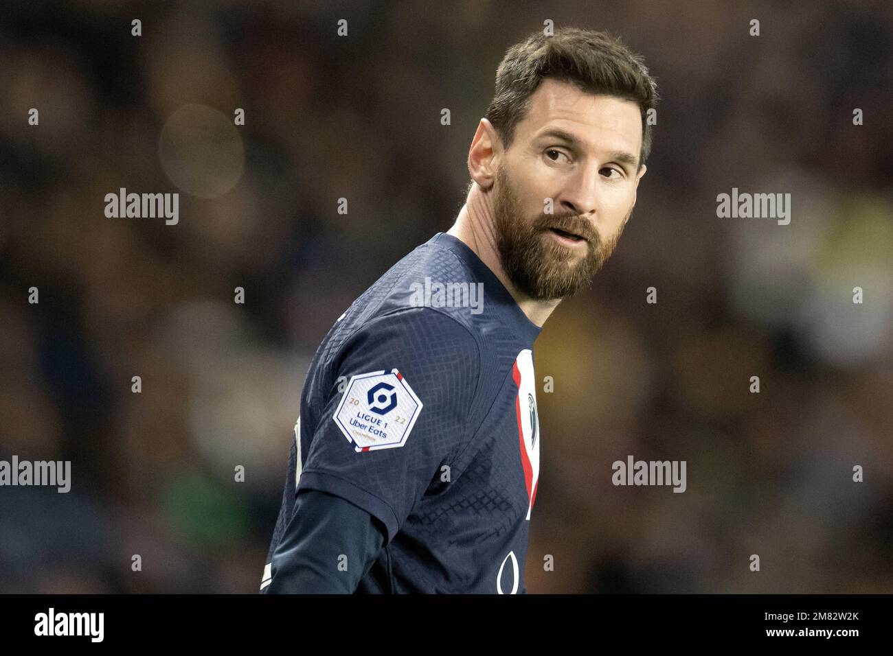 Leo Messi of Paris Saint-Germain in action during the Ligue 1 Uber Eats ...