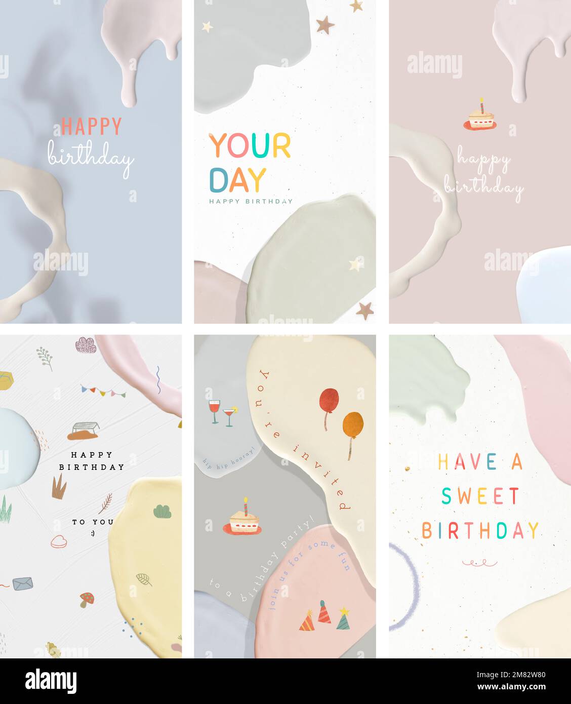 Vector happy birthday pastel template collection Stock Vector Image ...