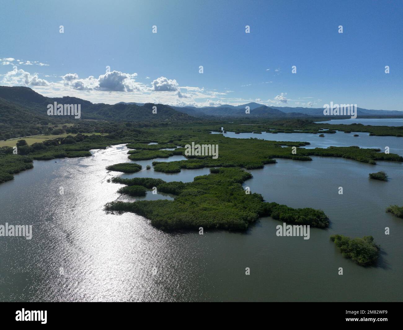 Tropical islands and mangrove in the Golfo de Nicoya, Isla Venado, in the Pacific coast of Costa ...