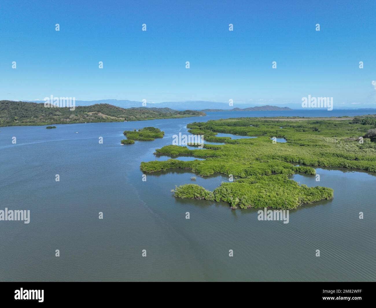 Tropical islands and mangrove in the Golfo de Nicoya, Isla Venado, in ...