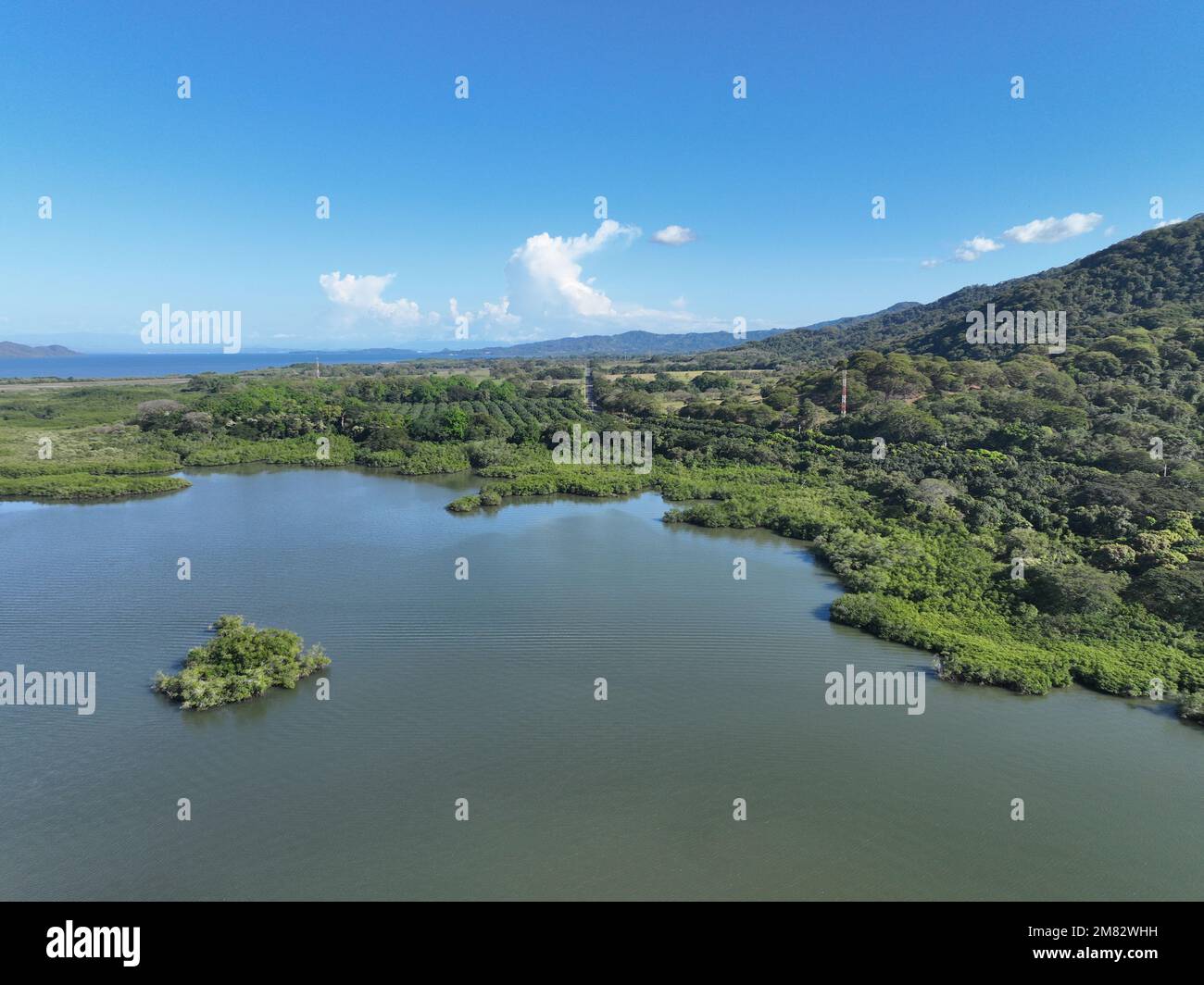 Tropical islands and mangrove in the Golfo de Nicoya, Isla Venado, in ...