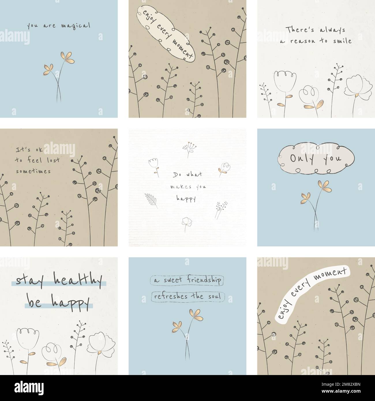 Motivational quote template vector on texture background set Stock ...